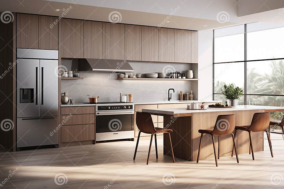 Modern Kitchen Design, Featuring a Spacious, Open Layout with a ...