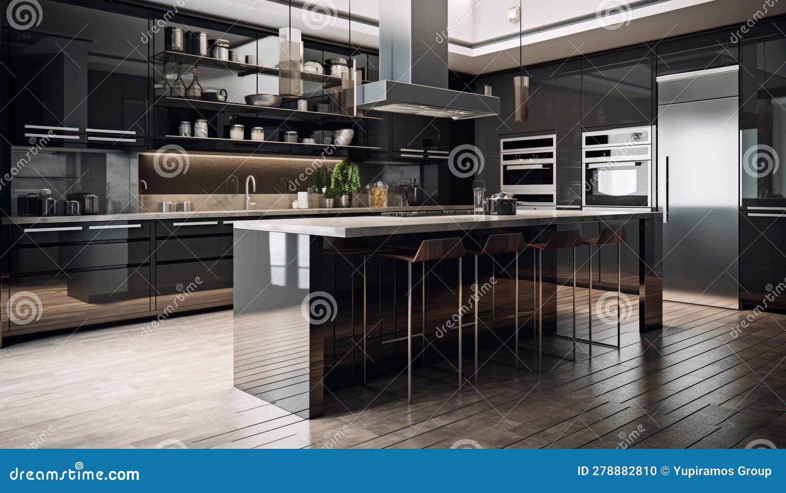 Modern Kitchen Design with Stainless Steel Appliances and Marble ...
