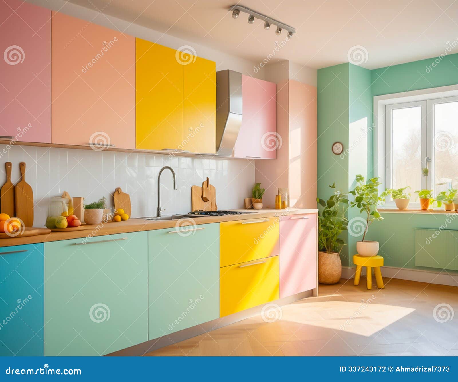 Modern Kitchen Design with a Touch of Pastel Colors that are Bright and ...