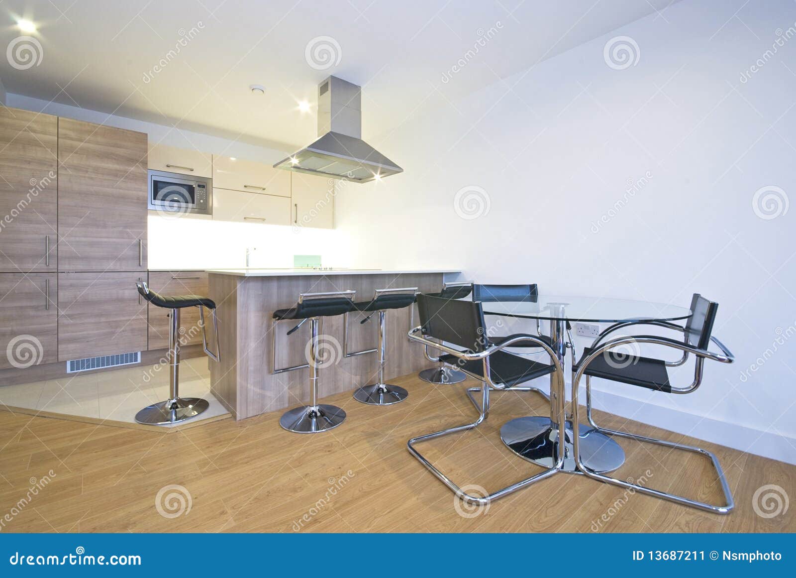 Modern Kitchen with a Dining Area Stock Image - Image of cozy, dining ...