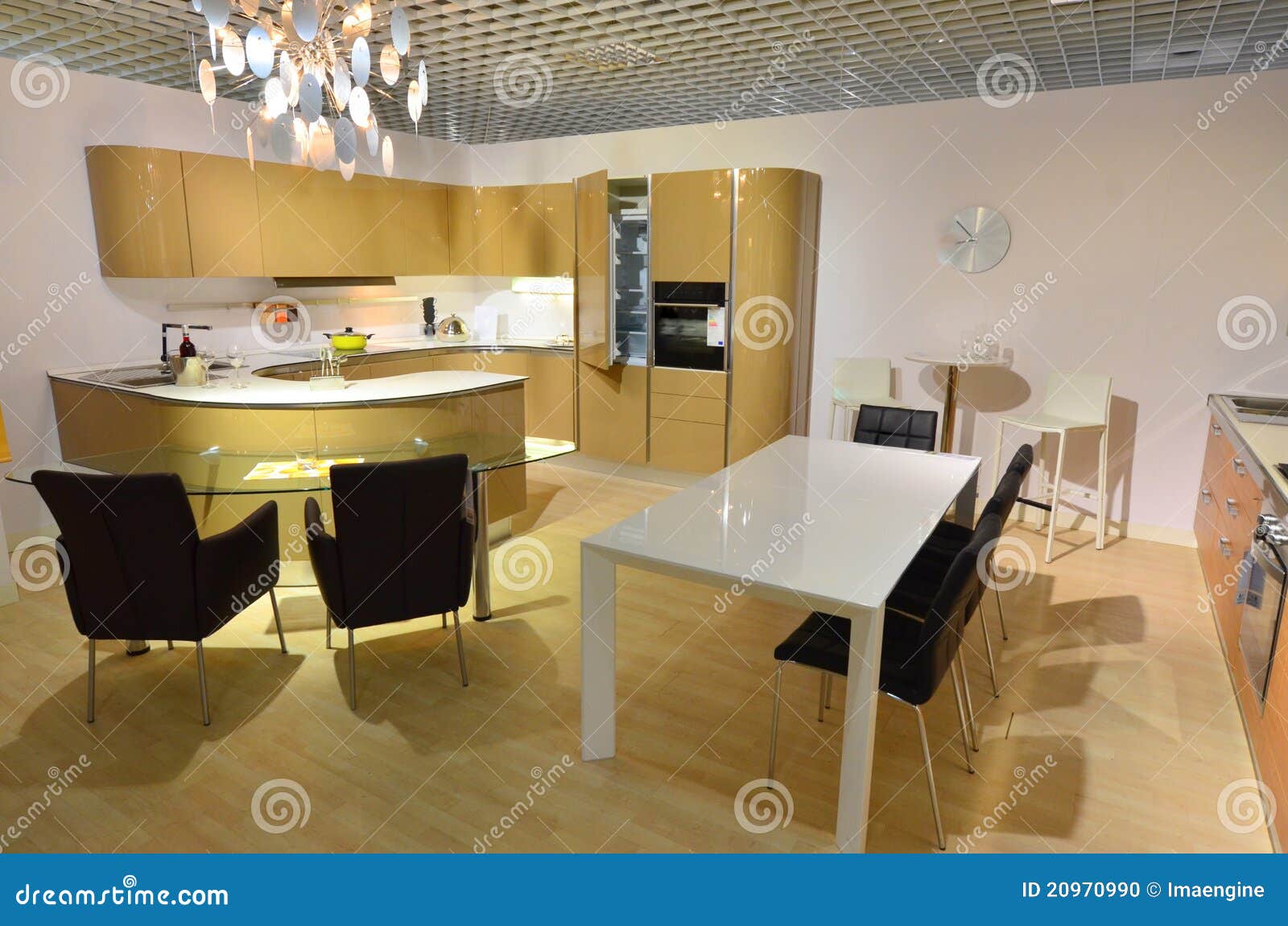 Modern Kitchen with Dining Area Stock Photo - Image of dining ...