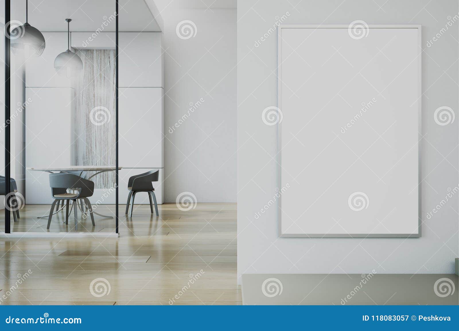 Modern Kitchen Dining Area with Billboard Stock Illustration ...