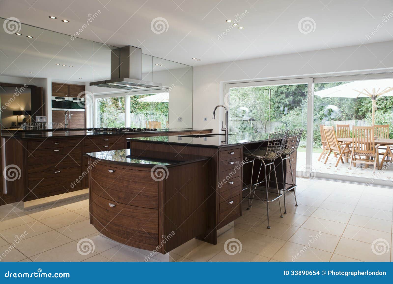 Modern Kitchen with Dining Area in Porch Stock Photo - Image of ...