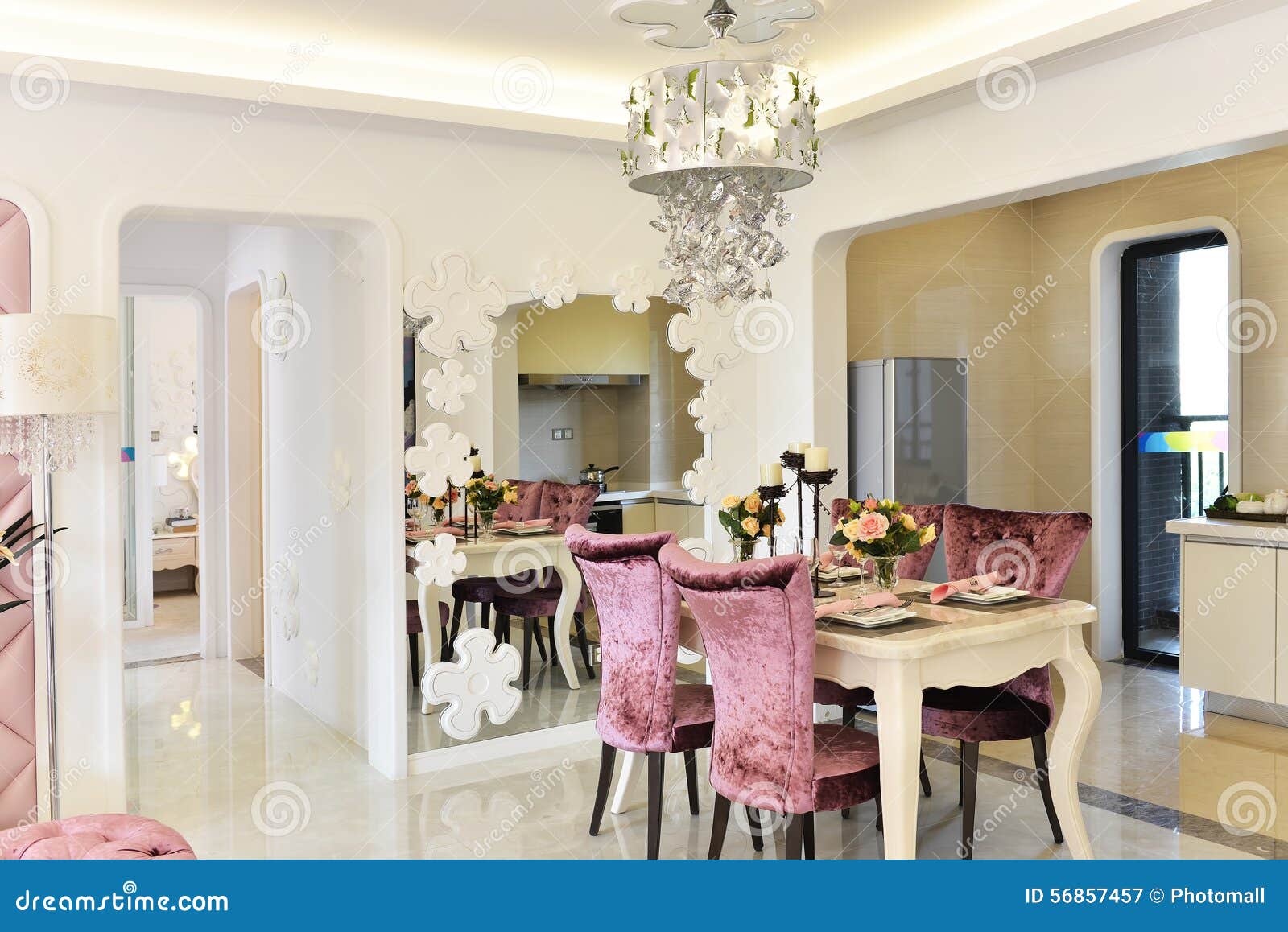 Modern Kitchen and Dining Area Stock Image - Image of dining, dwelling ...