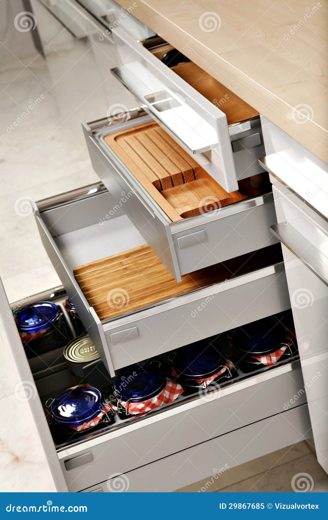 Elegant kitchen drawers stock image. Image of minimalist - 29867685