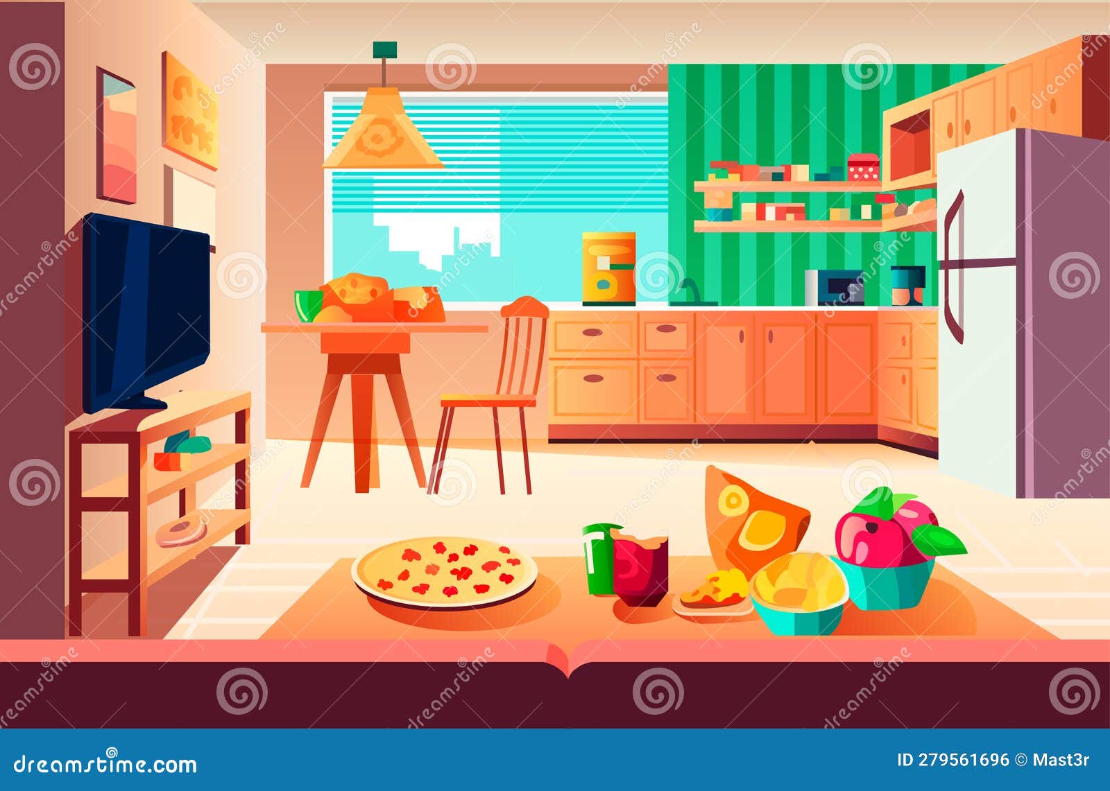 Modern Kitchen Empty No People Home Apartment Interior Horizontal Stock ...