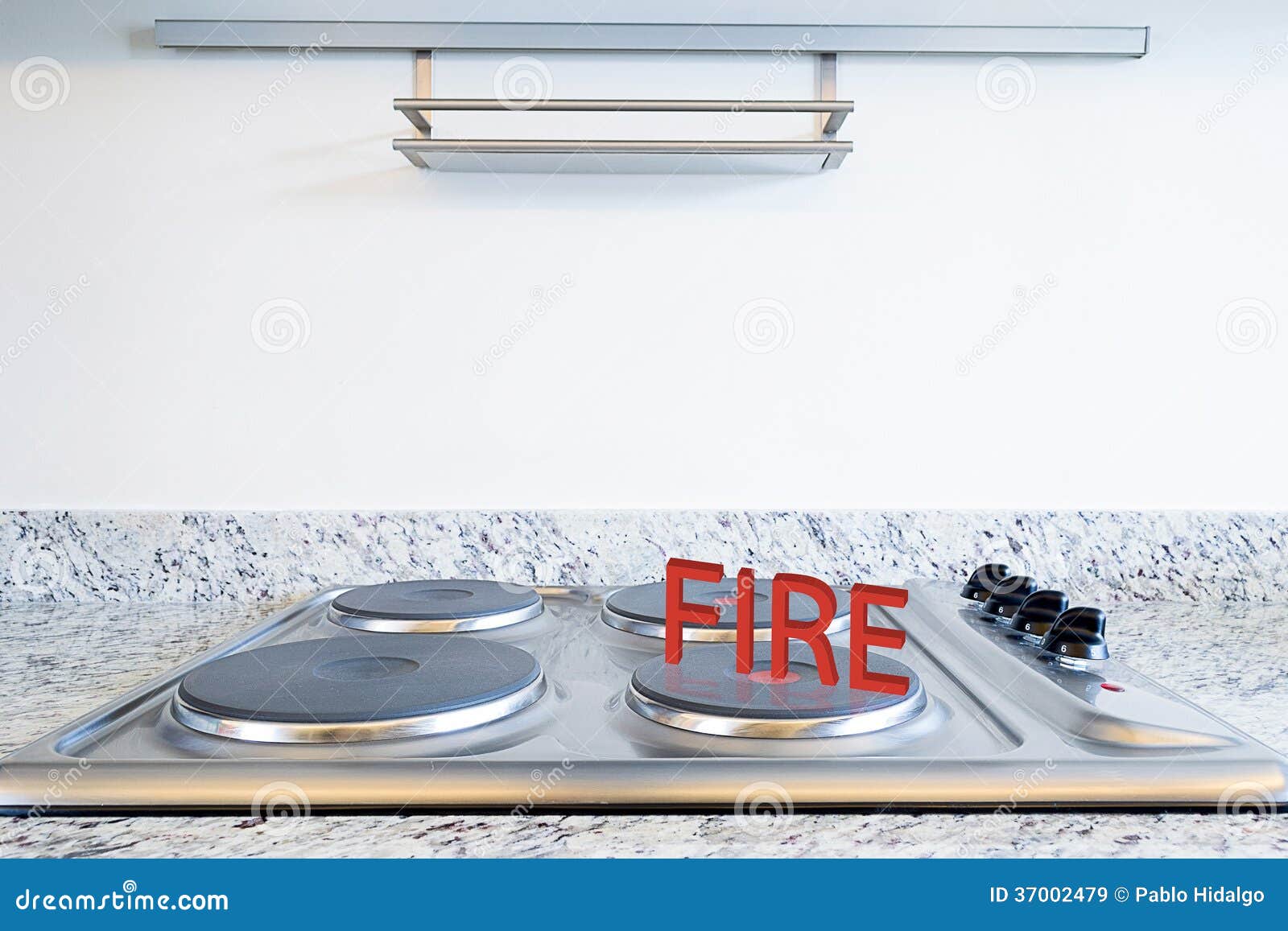 Modern Kitchen with Fire Sign Stock Image - Image of preparation, food ...