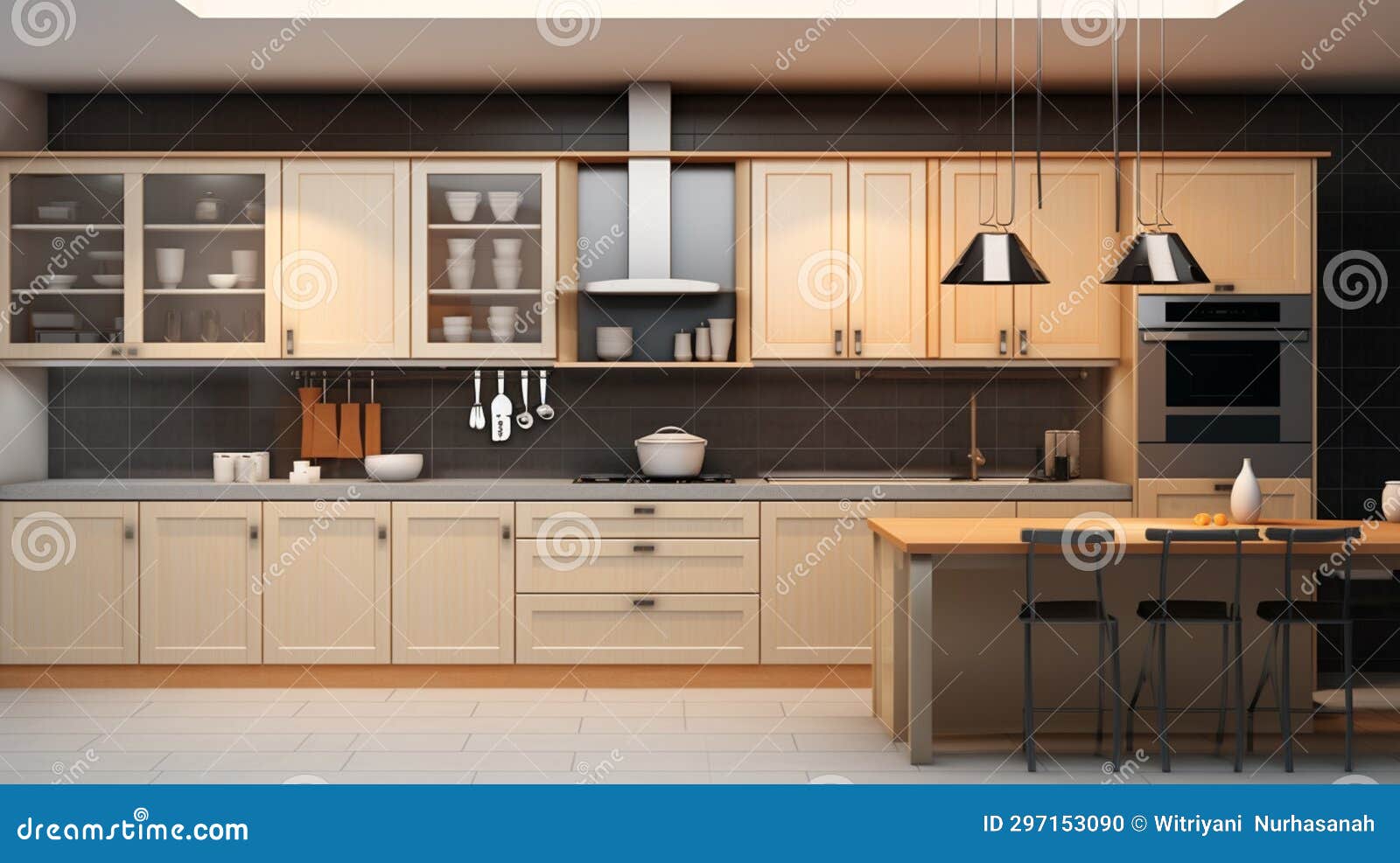 The Modern Kitchen. Front View of a Modern Designer Kitchen with Smooth ...