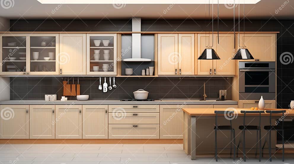 The Modern Kitchen. Front View of a Modern Designer Kitchen with Smooth ...