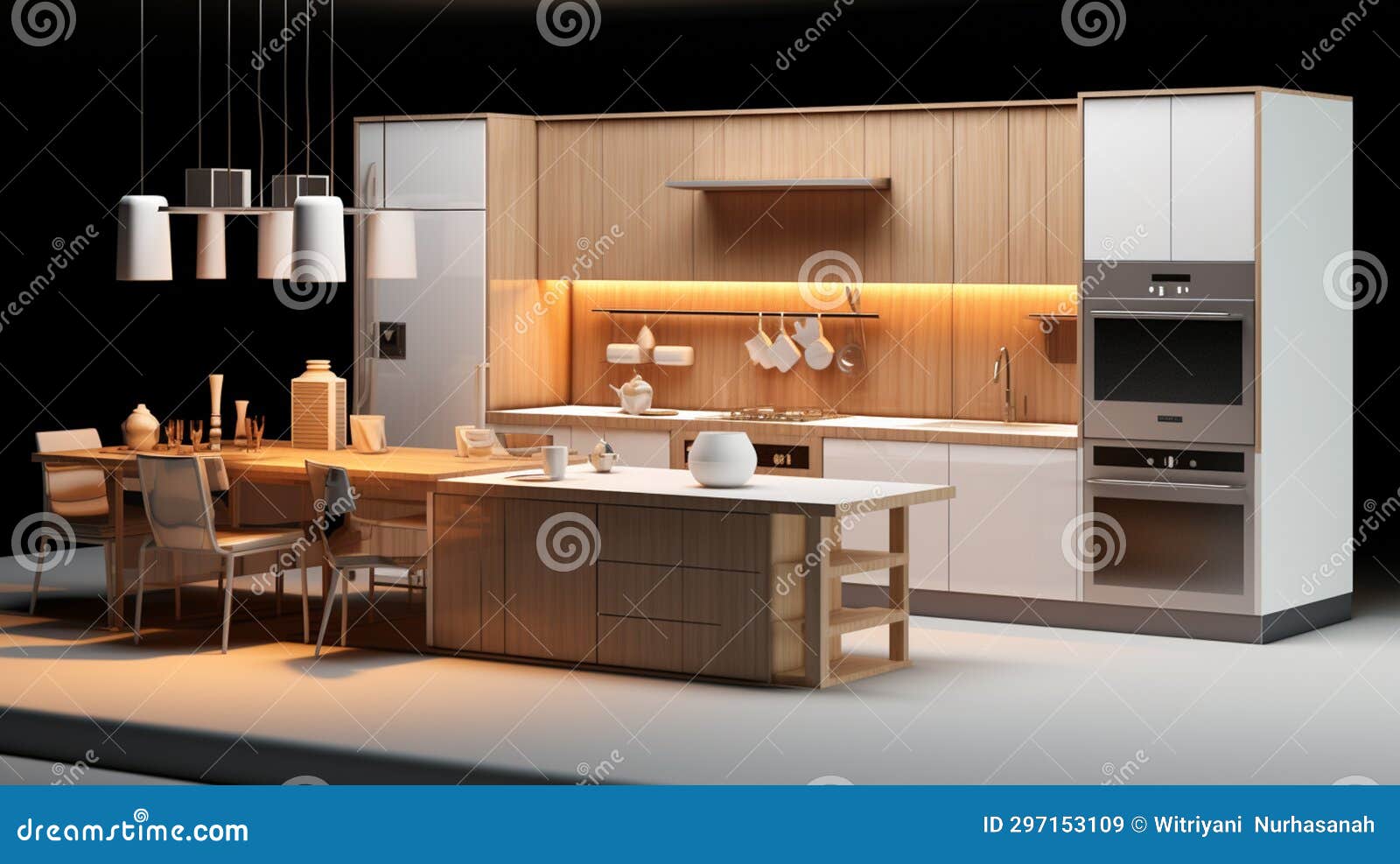 The Modern Kitchen. Front View of a Modern Designer Kitchen with Smooth ...