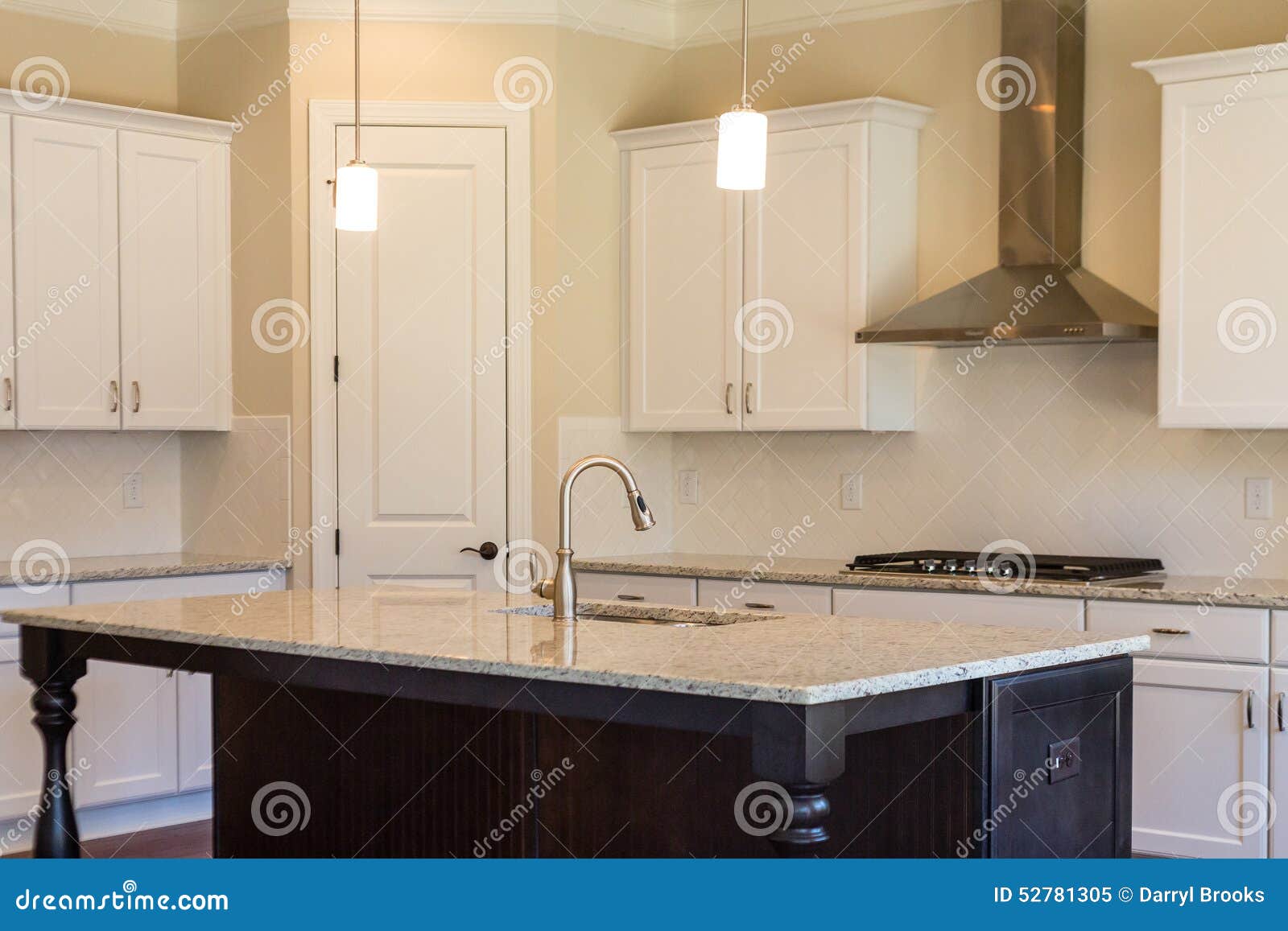 Modern Kitchen with Granite Countertop Stock Image - Image of decor ...