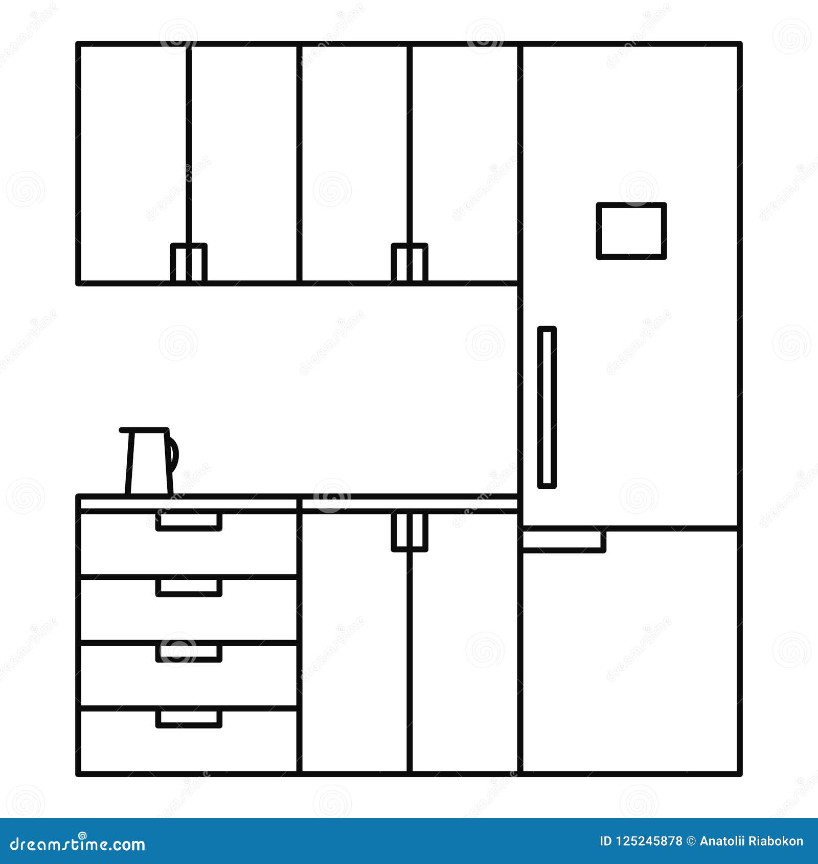 Modern Kitchen Icon, Outline Style Stock Vector - Illustration of lamp ...