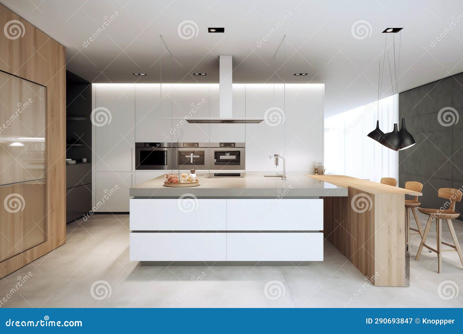 Modern Kitchen Interior Ai Generated Stock Image - Image of generated ...