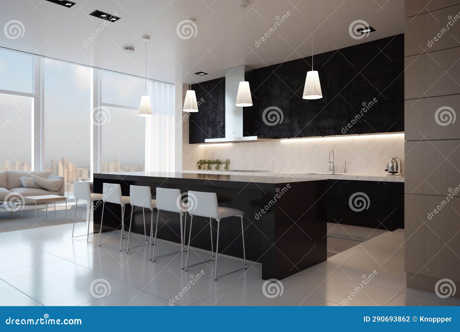 Modern Kitchen Interior Ai Generated Stock Illustration - Illustration ...
