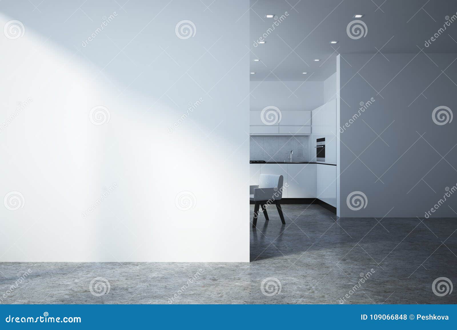 Modern Kitchen Interior with Blank Wall Stock Illustration ...
