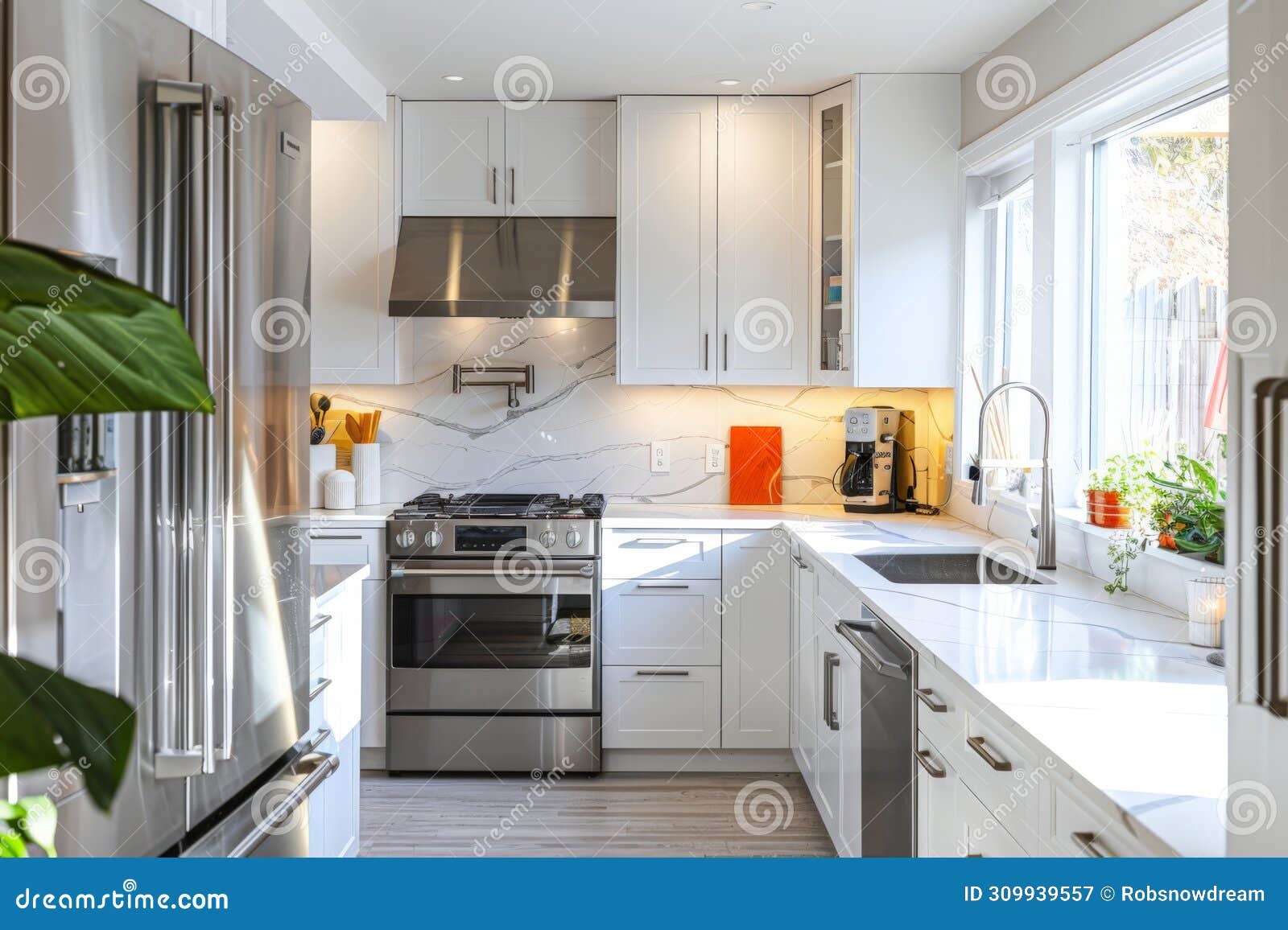 Modern Kitchen Interior, with Clean Work Surface Stock Illustration ...