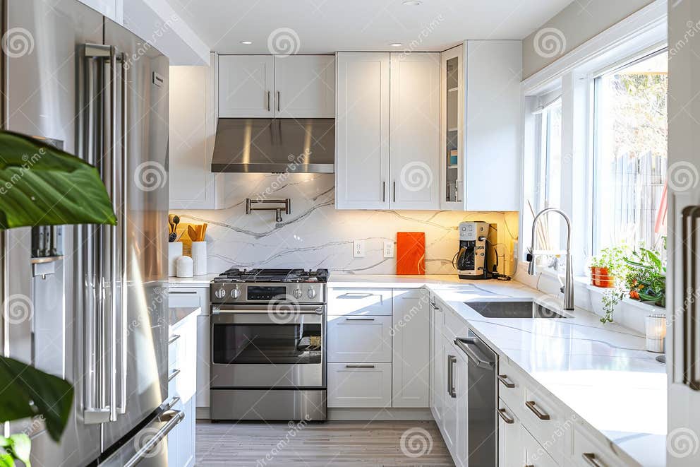 Modern Kitchen Interior, with Clean Work Surface Stock Illustration ...