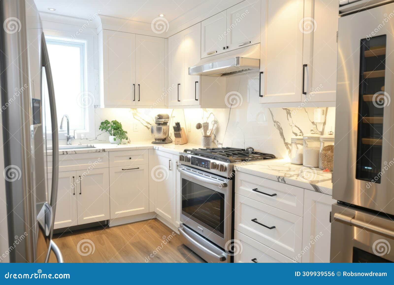 Modern Kitchen Interior, with Clean Work Surface Stock Illustration ...