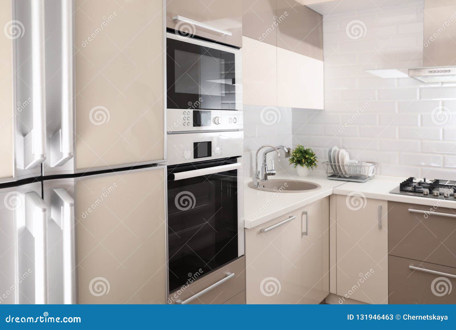 Modern Kitchen Interior with Combination Oven Stock Image - Image of ...