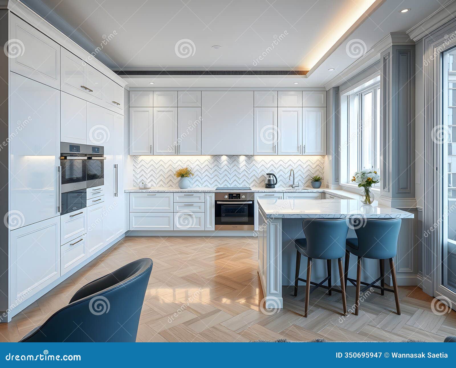 Modern Kitchen Interior with Kitchen Counter and Contemporary Design ...