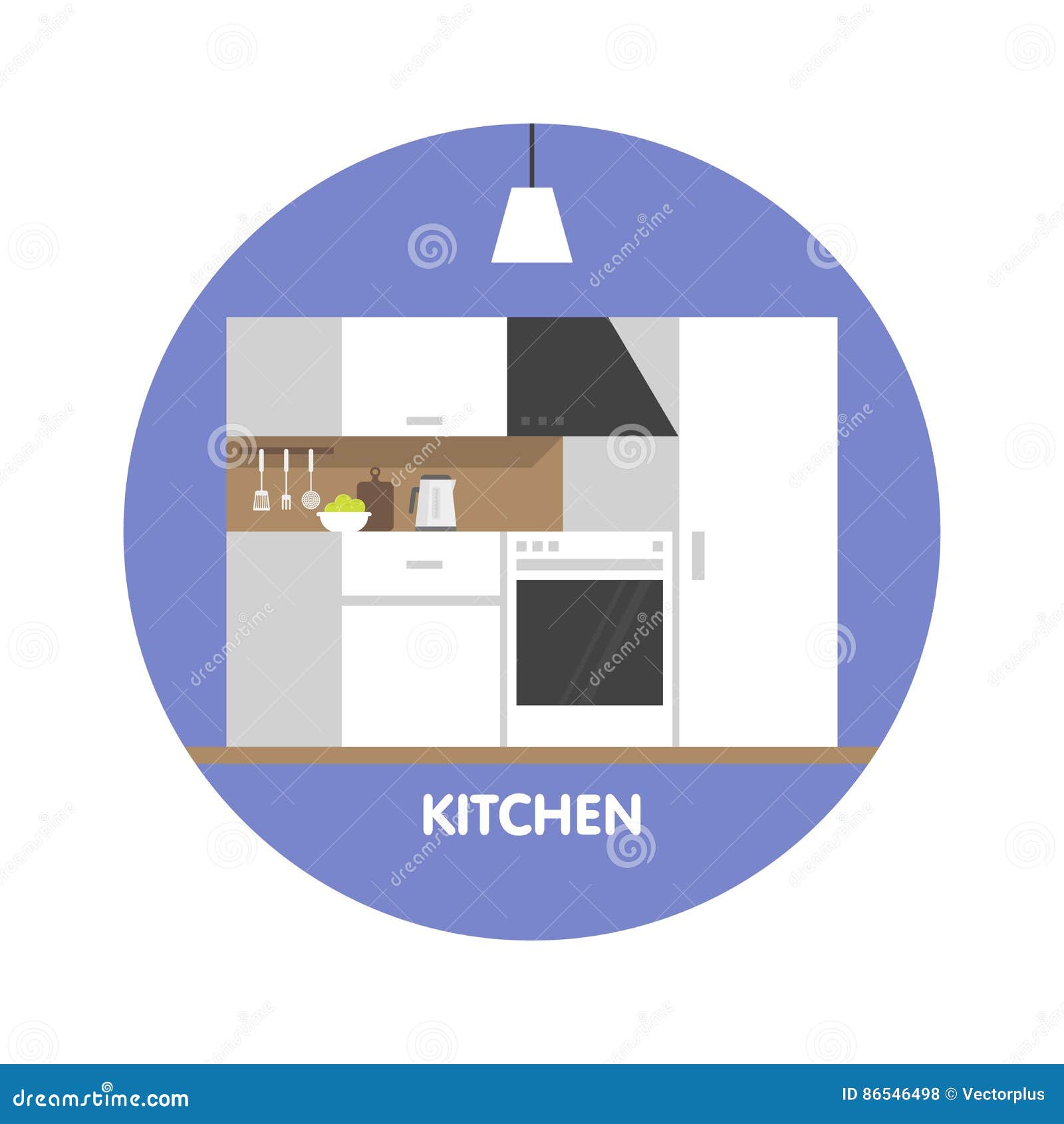 Modern Kitchen Interior Design Icon. Vector Illustration Stock Vector ...
