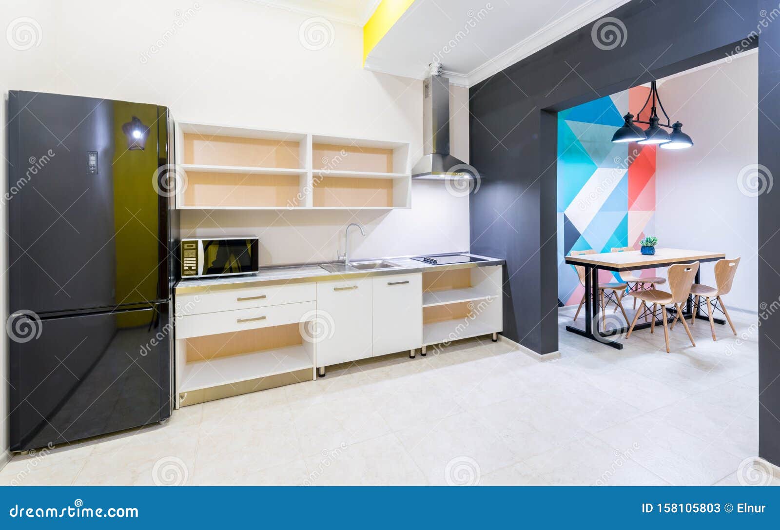 Modern Kitchen Interior at Home Stock Image - Image of furniture ...