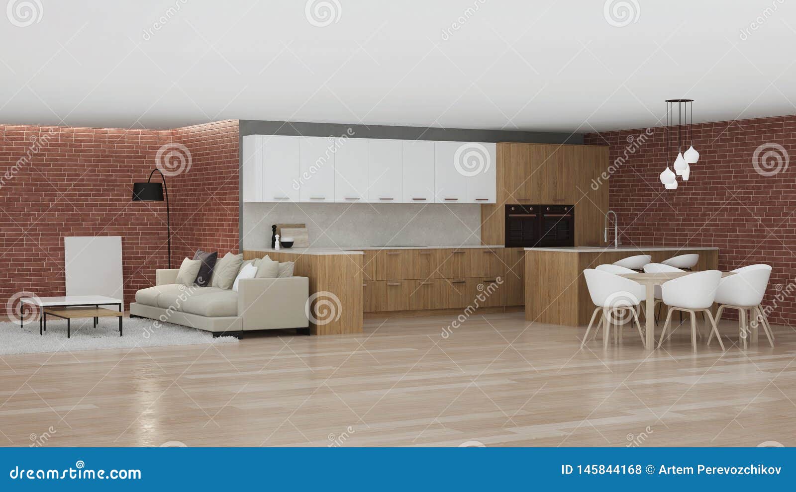 Modern Kitchen Interior. Interior Design in the Style of Loft Stock ...