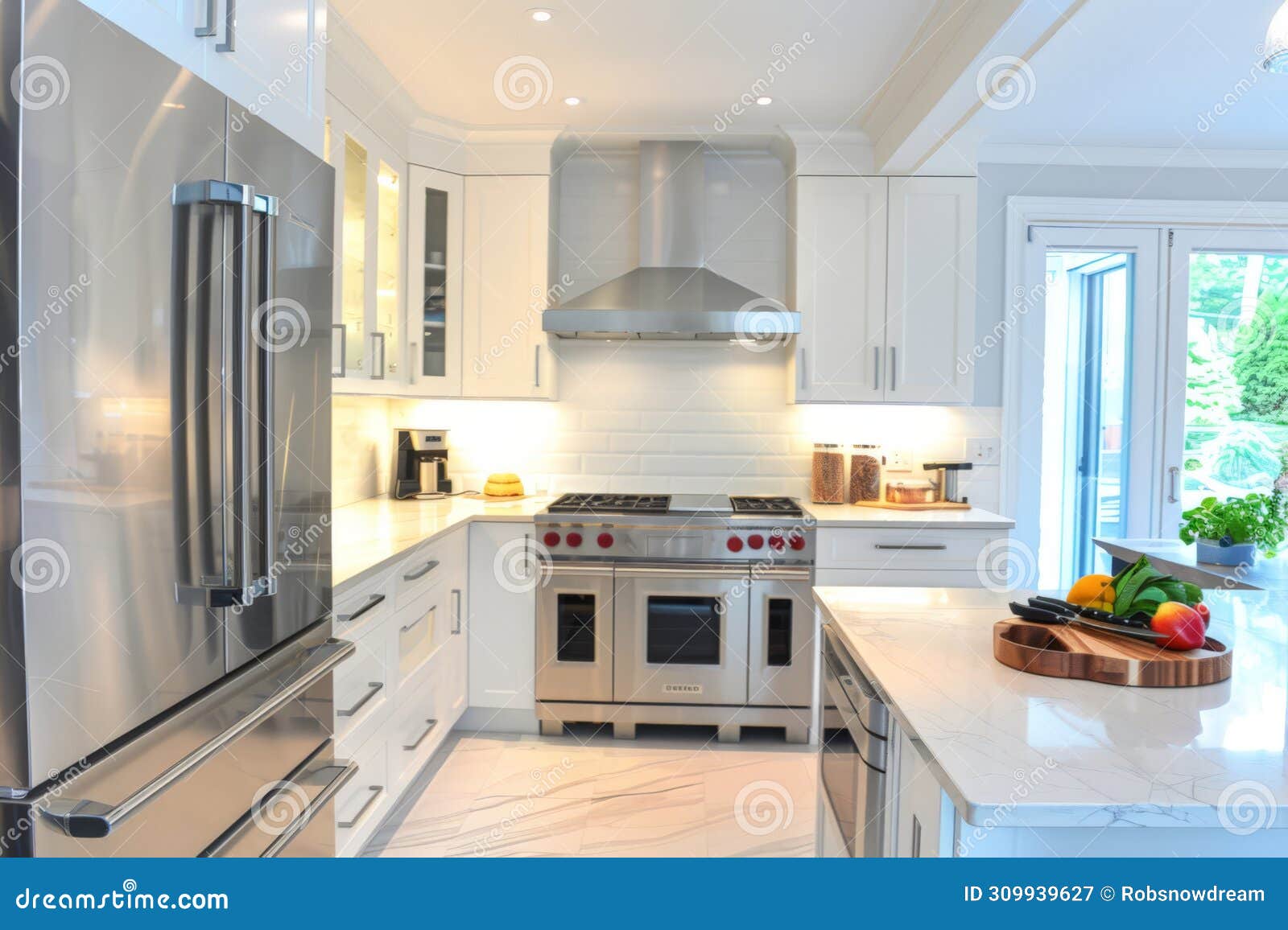 Modern Kitchen Interior, with Clean Work Surface Stock Illustration ...