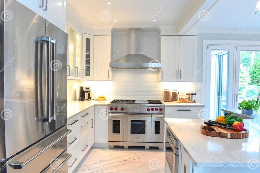 Modern Kitchen Interior, with Clean Work Surface Stock Illustration ...