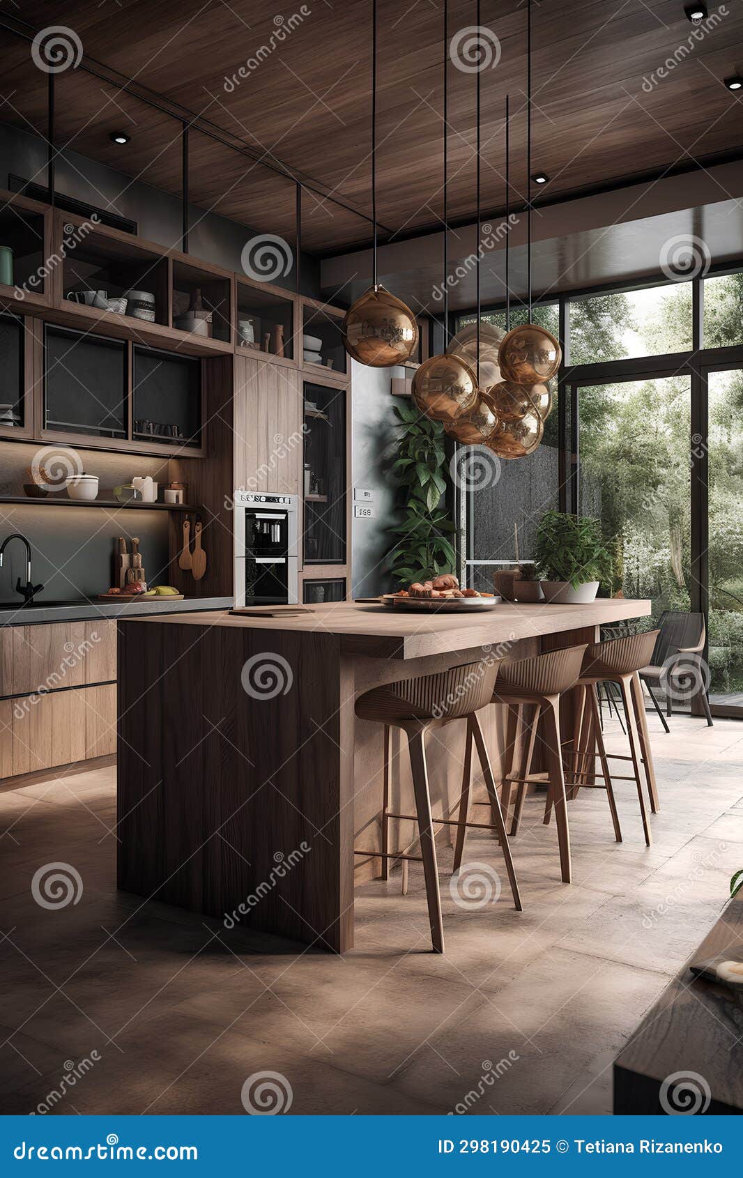 Modern Kitchen Interior in a Private House Stock Illustration ...