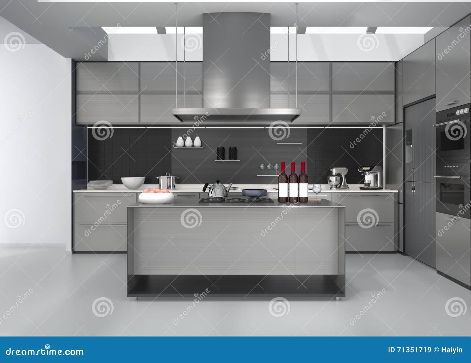 Modern Kitchen Interior with Smart Appliances in Silver Color ...