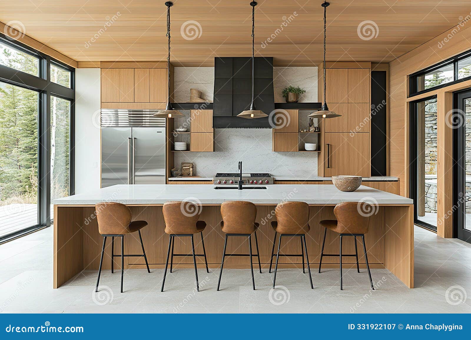 Modern Kitchen Layout Emphasizing Efficient Workflow and Open Design ...