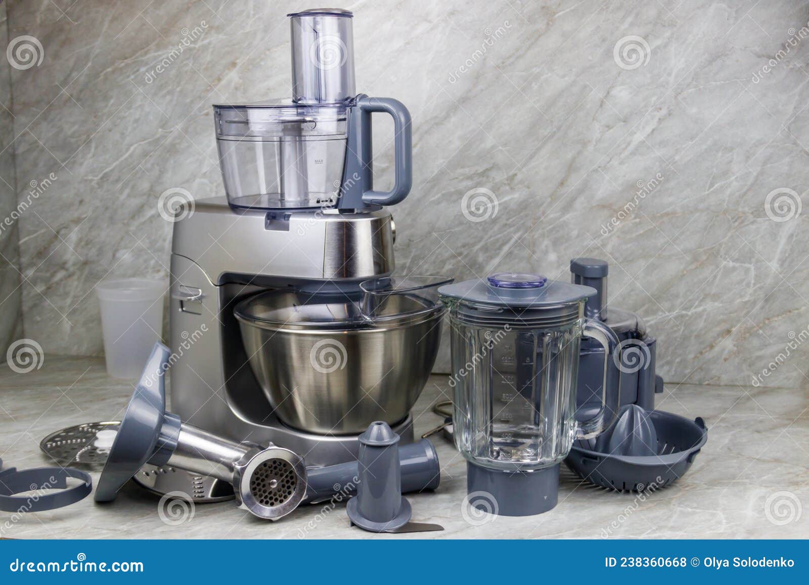 Modern Kitchen Machine with Different Attachments and Accessories Stock ...