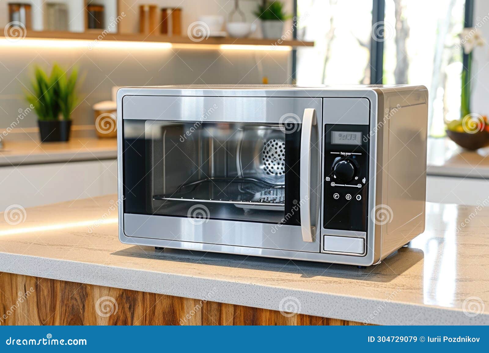 Modern Kitchen with Microwave: Stylish and Functional Equipment Stock ...