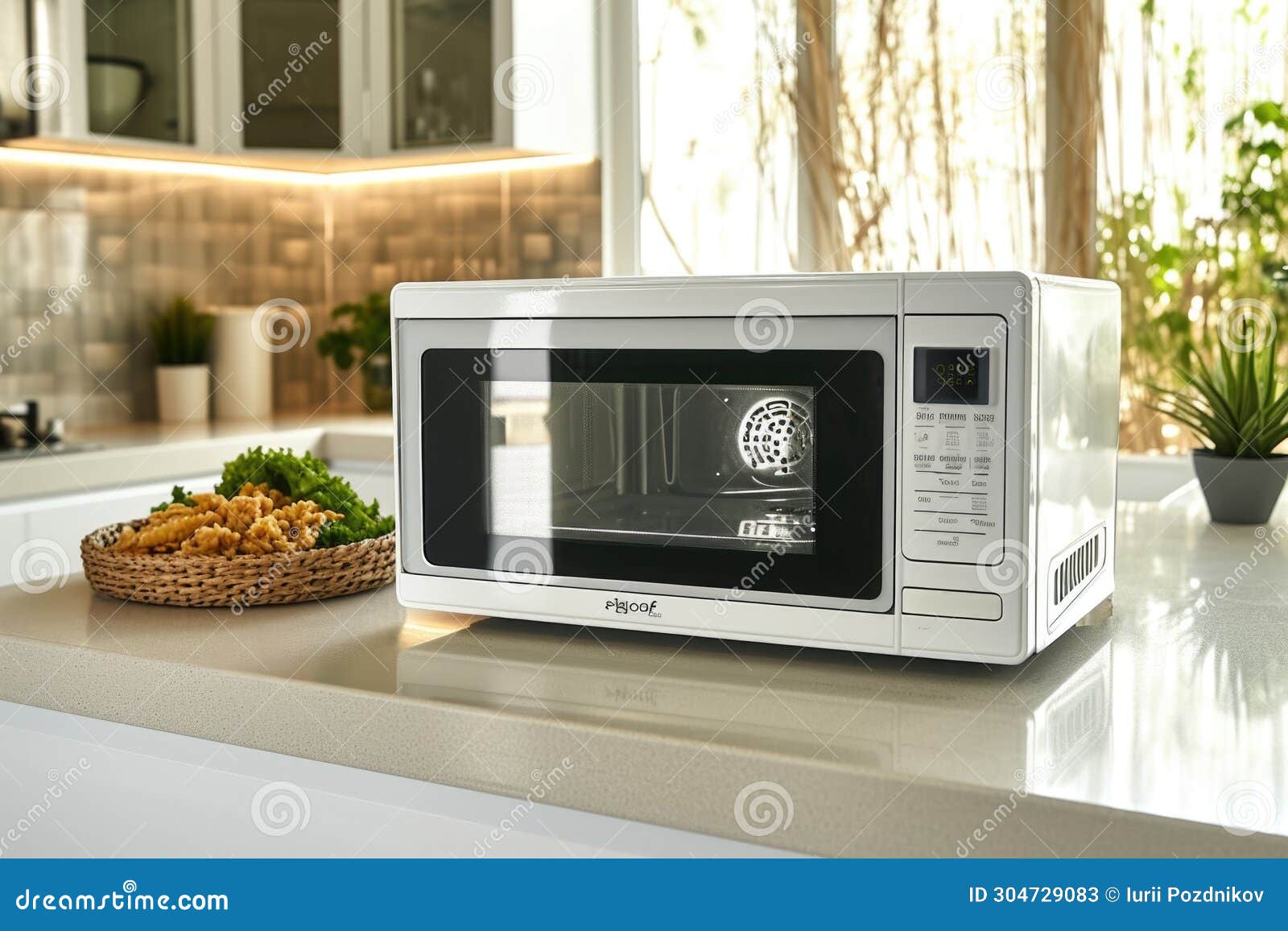 Modern Kitchen with Microwave: Stylish and Functional Equipment Stock ...