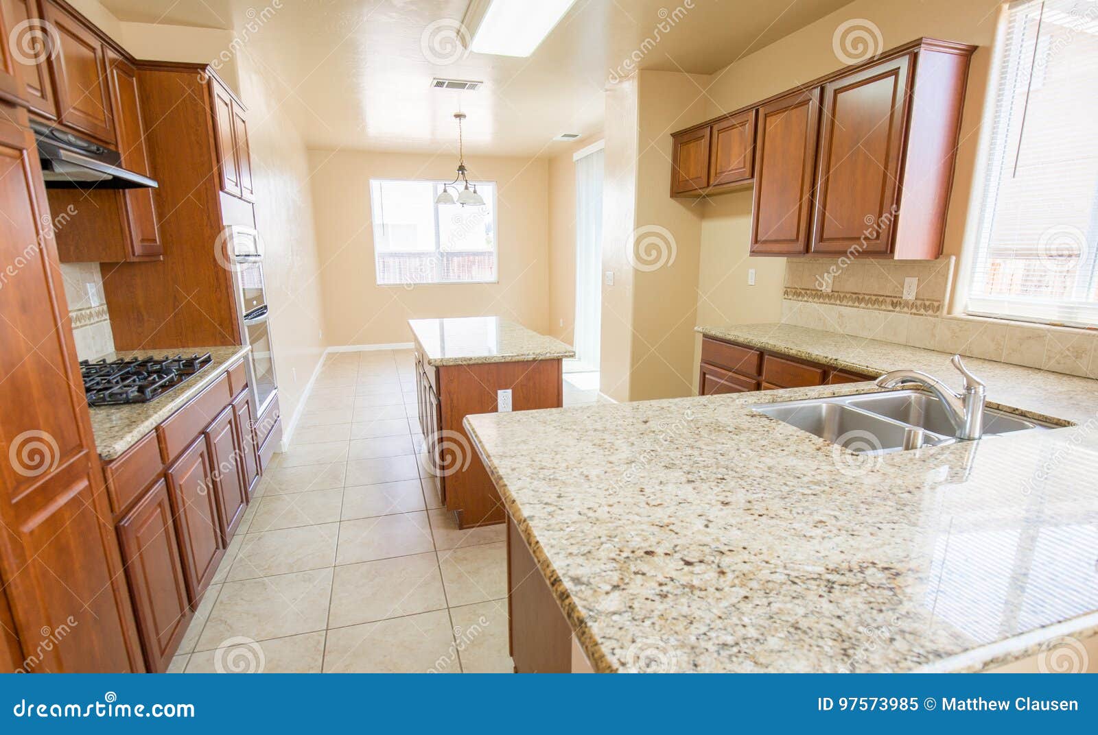 Modern Kitchen in New Construction Home Stock Image - Image of ...