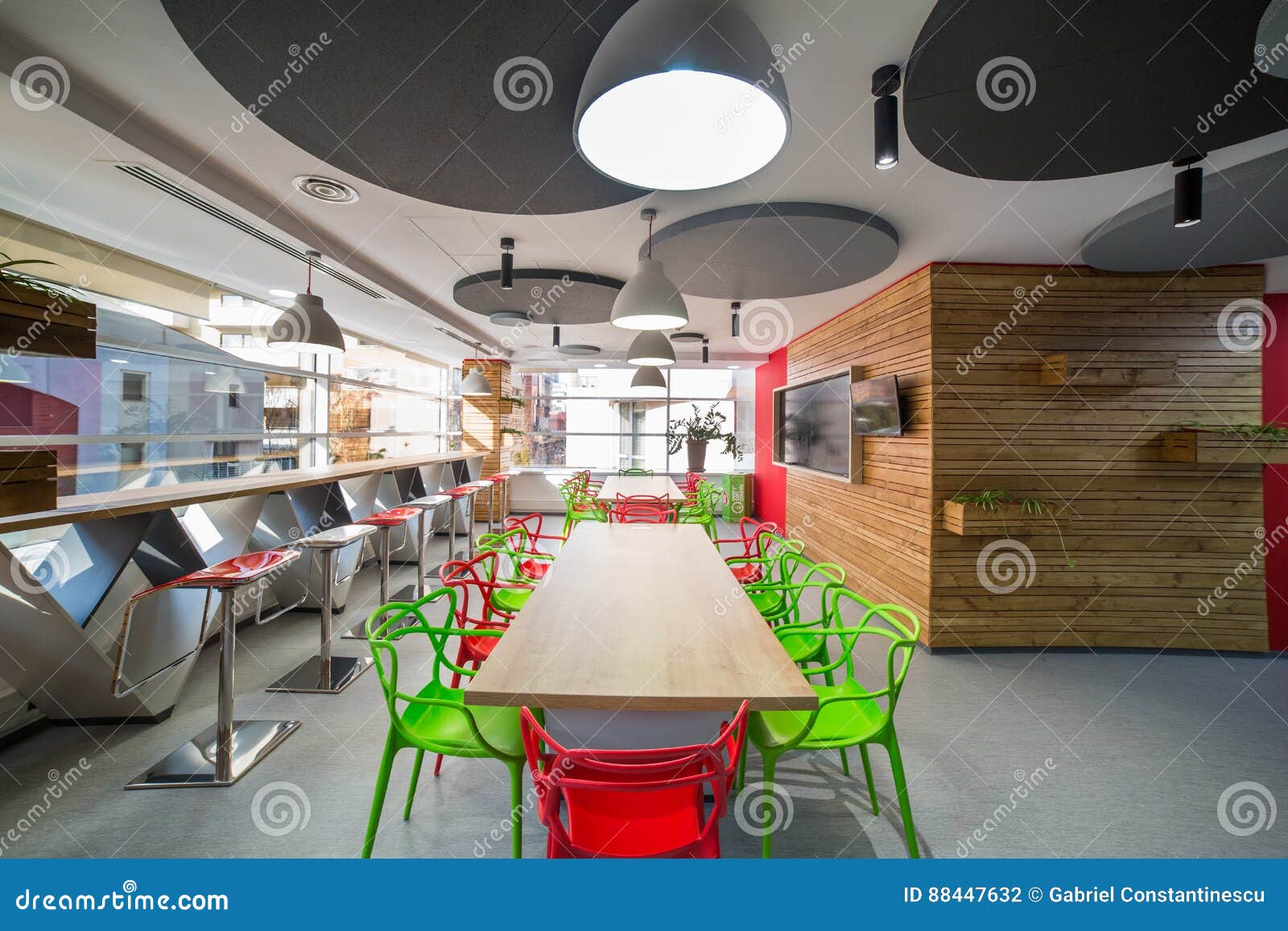 Modern Kitchen in Office Building Stock Photo - Image of hallway ...