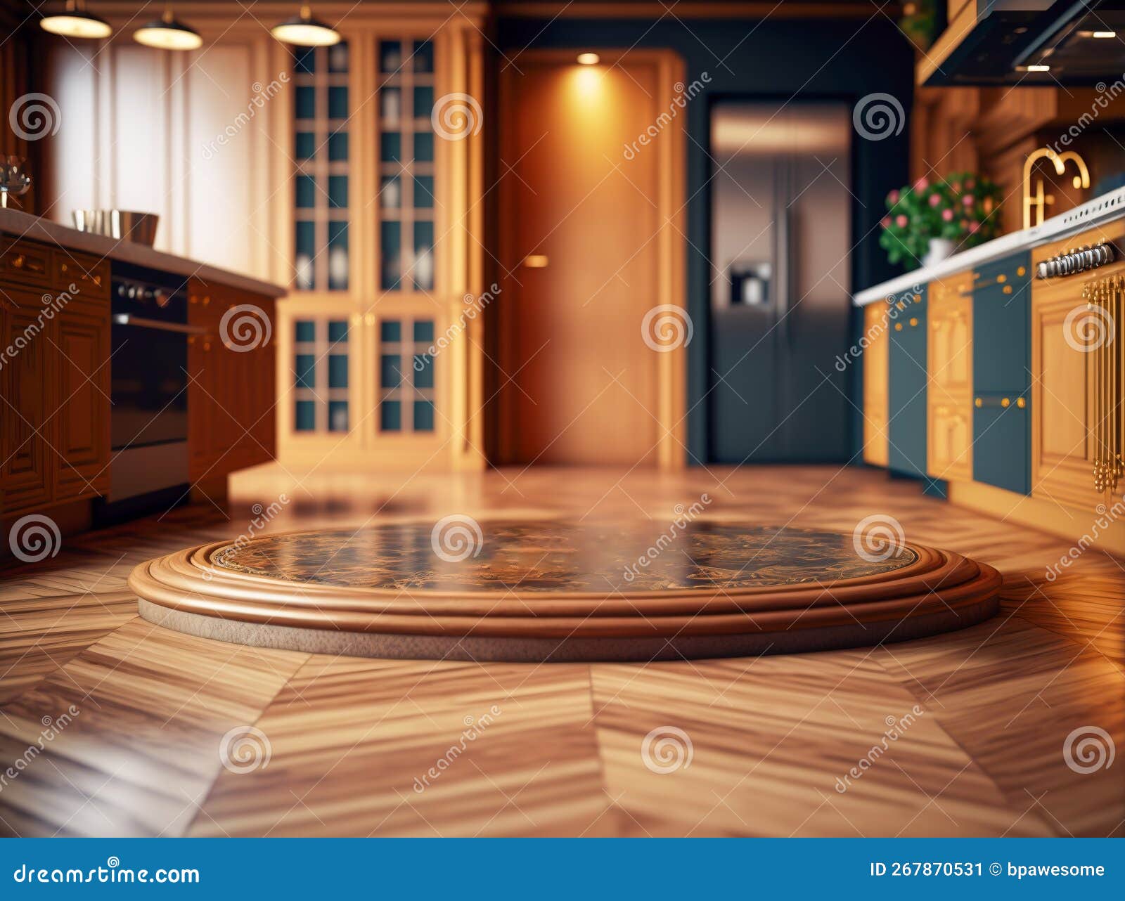 Modern Kitchen Product Display Podium, Generative AI Stock Illustration ...