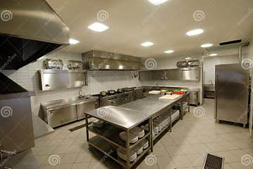 Modern Kitchen in Restaurant` Stock Photo - Image of catering, cleaning ...