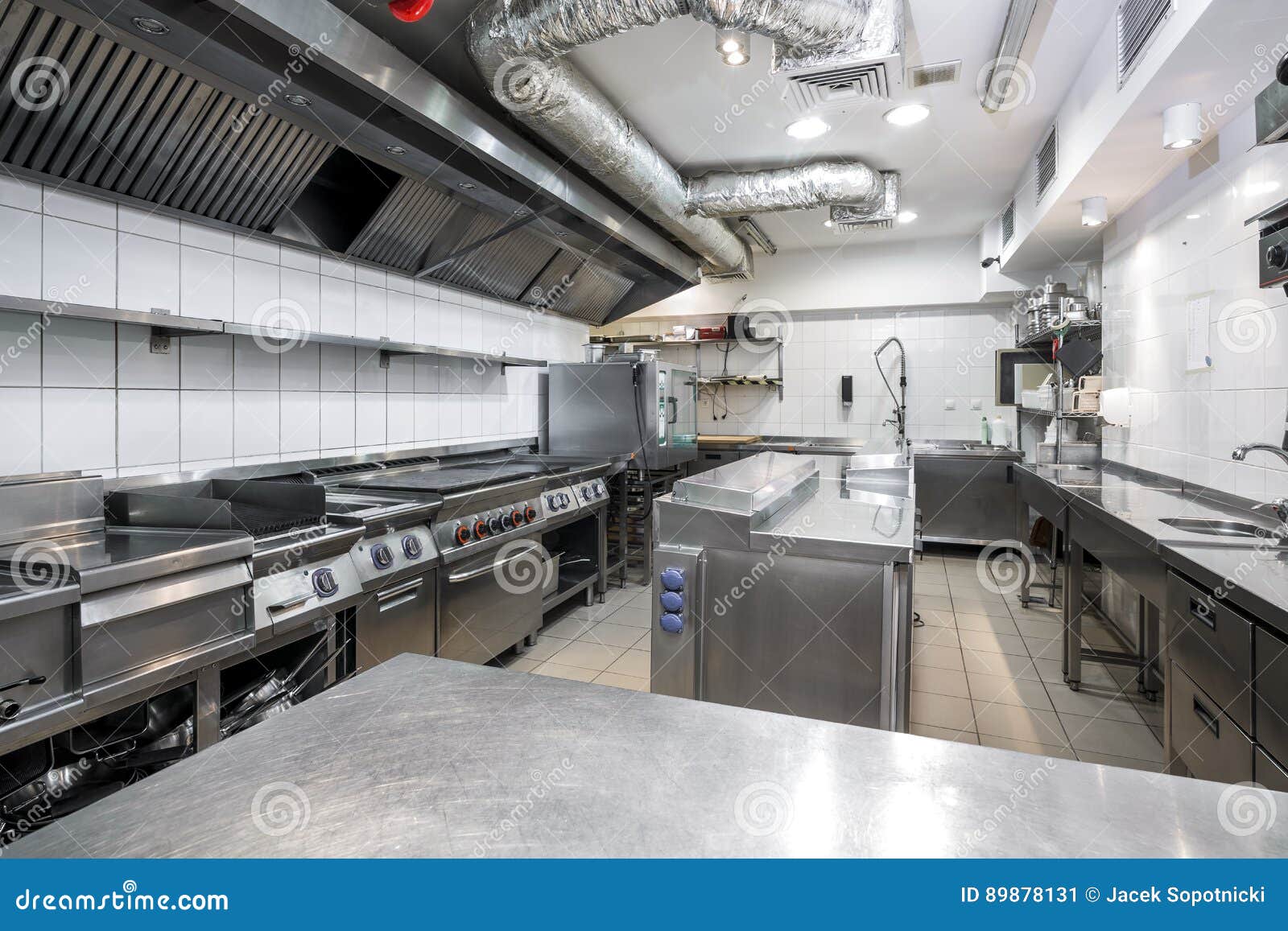 Modern Kitchen in the Restaurant Stock Image - Image of place, metallic ...