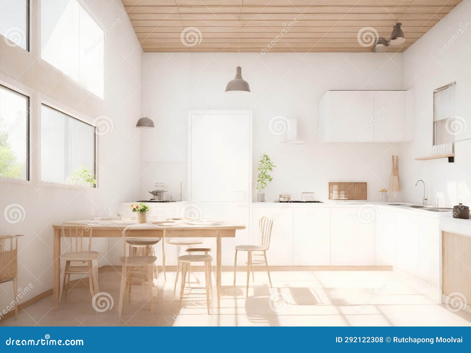 Modern Kitchen Room Interior Design Stock Photo - Image of architecture ...