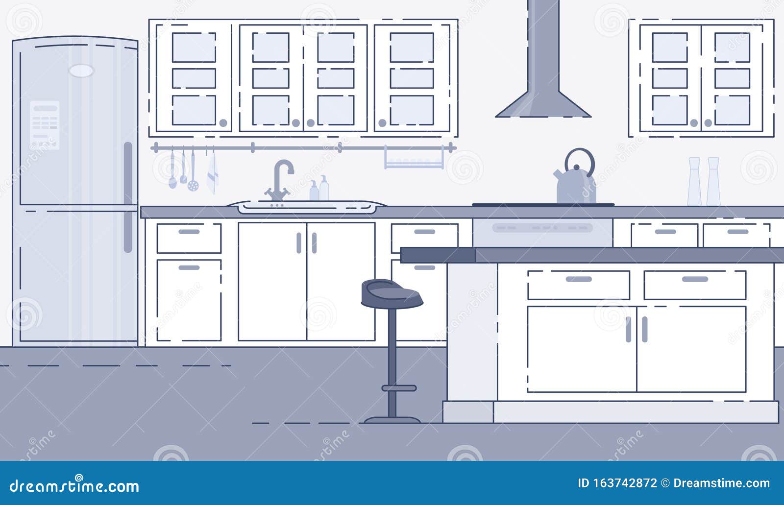 Modern Kitchen Roomy Interior Vector Background Stock Vector ...