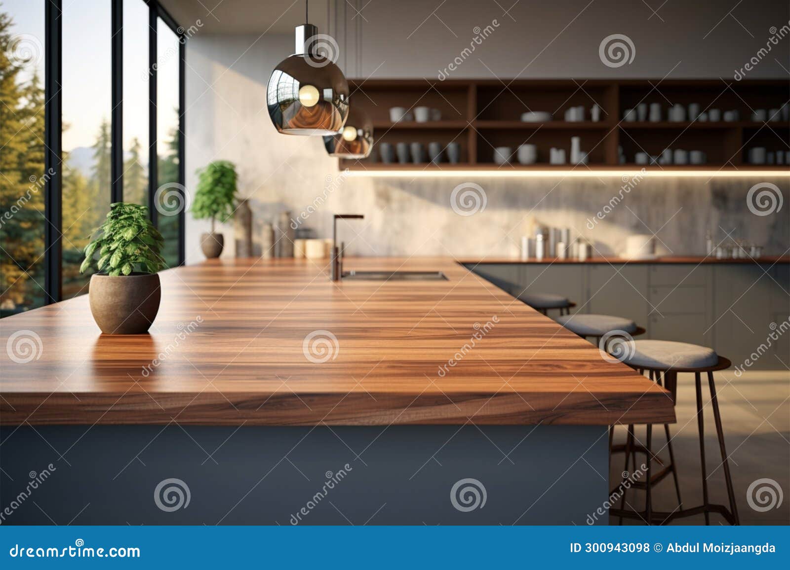 Modern Kitchen Setup Counter for Product Display with Minimalist ...