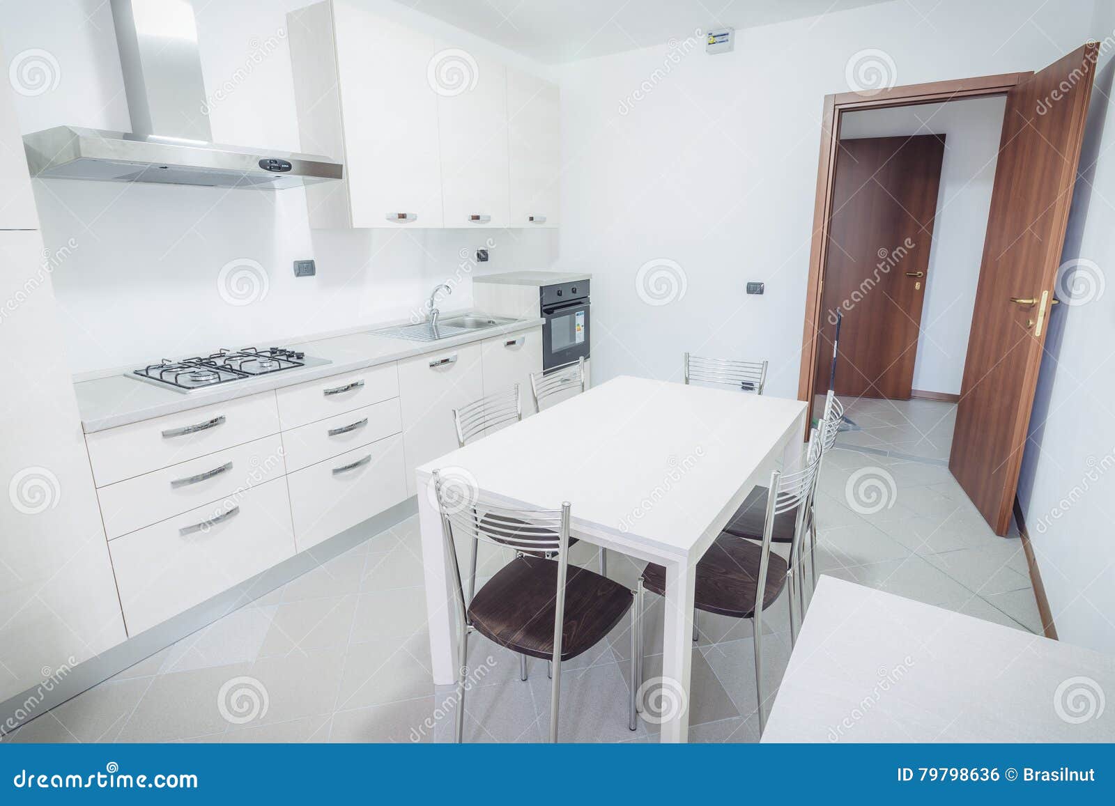 Modern Kitchen Shot with Wide Angle Lens Stock Photo - Image of ...