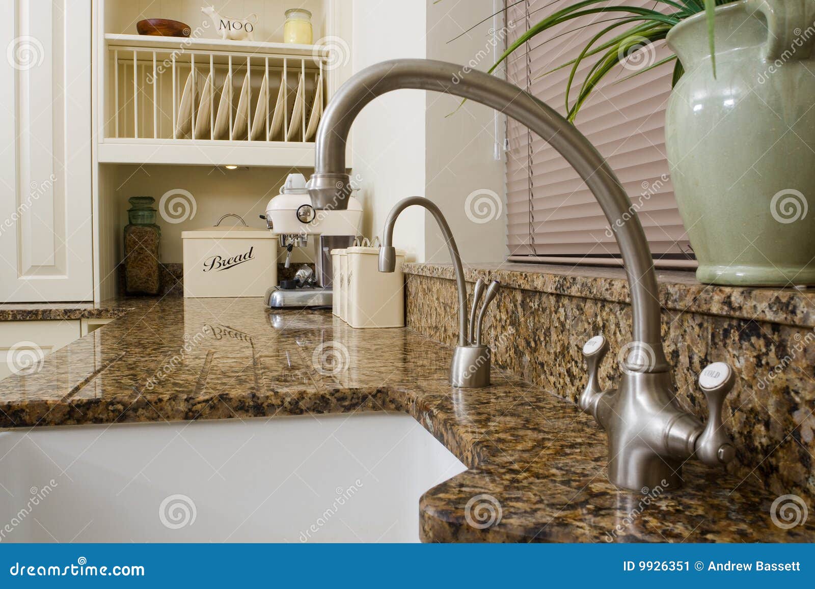 Modern kitchen sink area stock image. Image of marble - 9926351