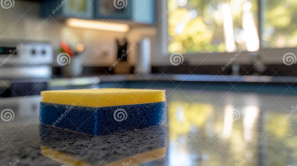 Modern Kitchen with a Sponge on Counter. Stock Image - Image of ...