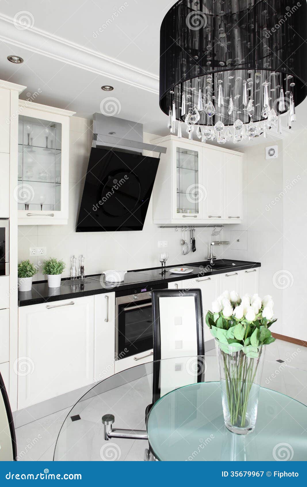 Modern Kitchen with Stylish Furniture Stock Image - Image of interiors ...