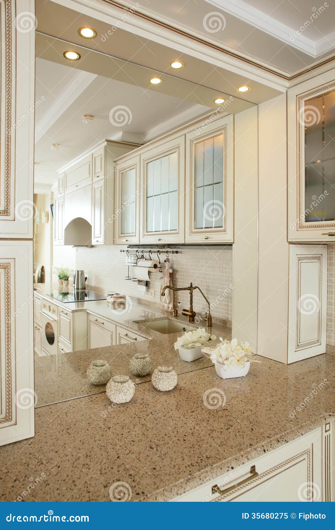 Modern Kitchen with Stylish Furniture Stock Image - Image of kitchen ...