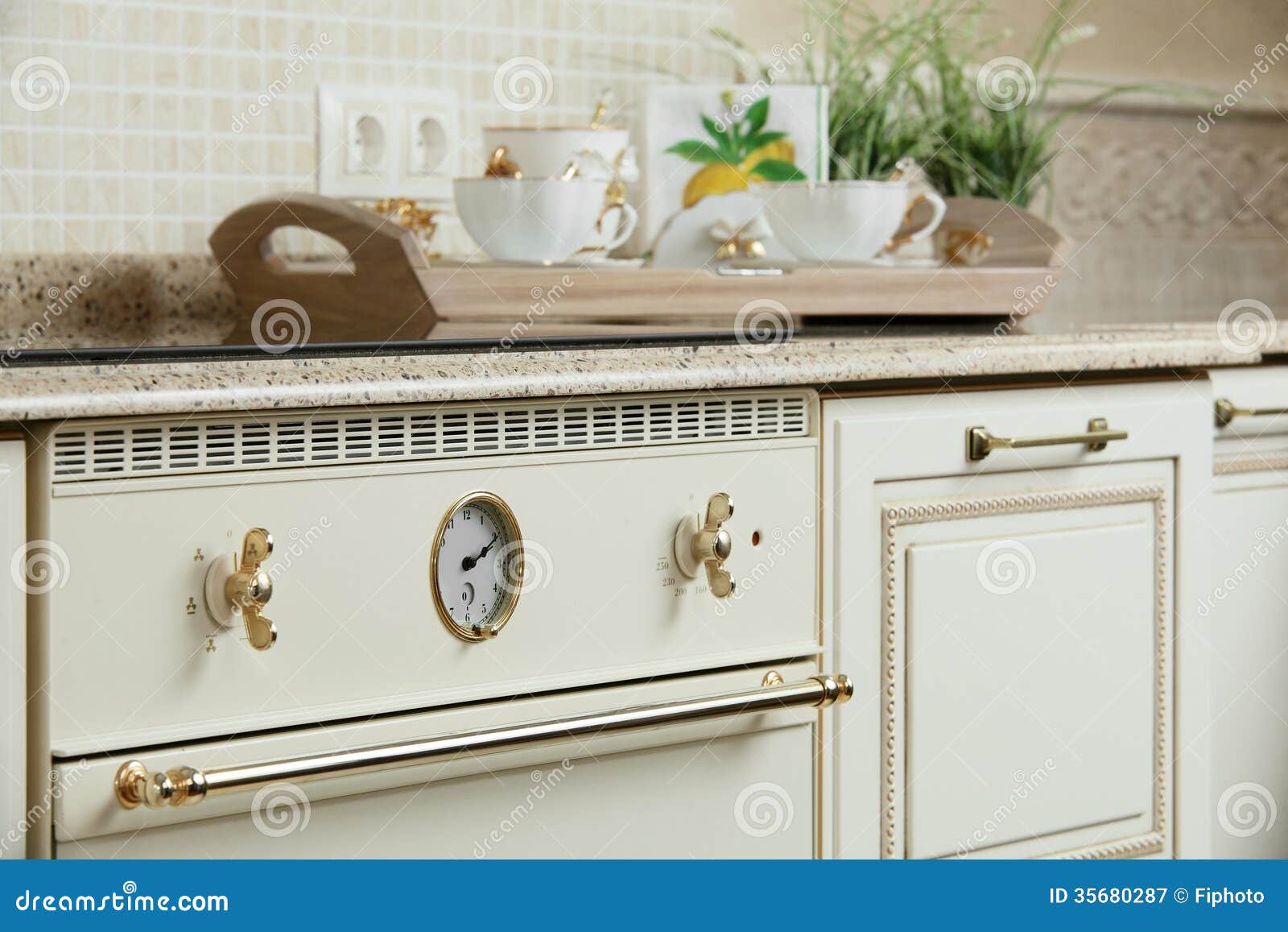 Modern Kitchen with Stylish Furniture Stock Image - Image of estate ...