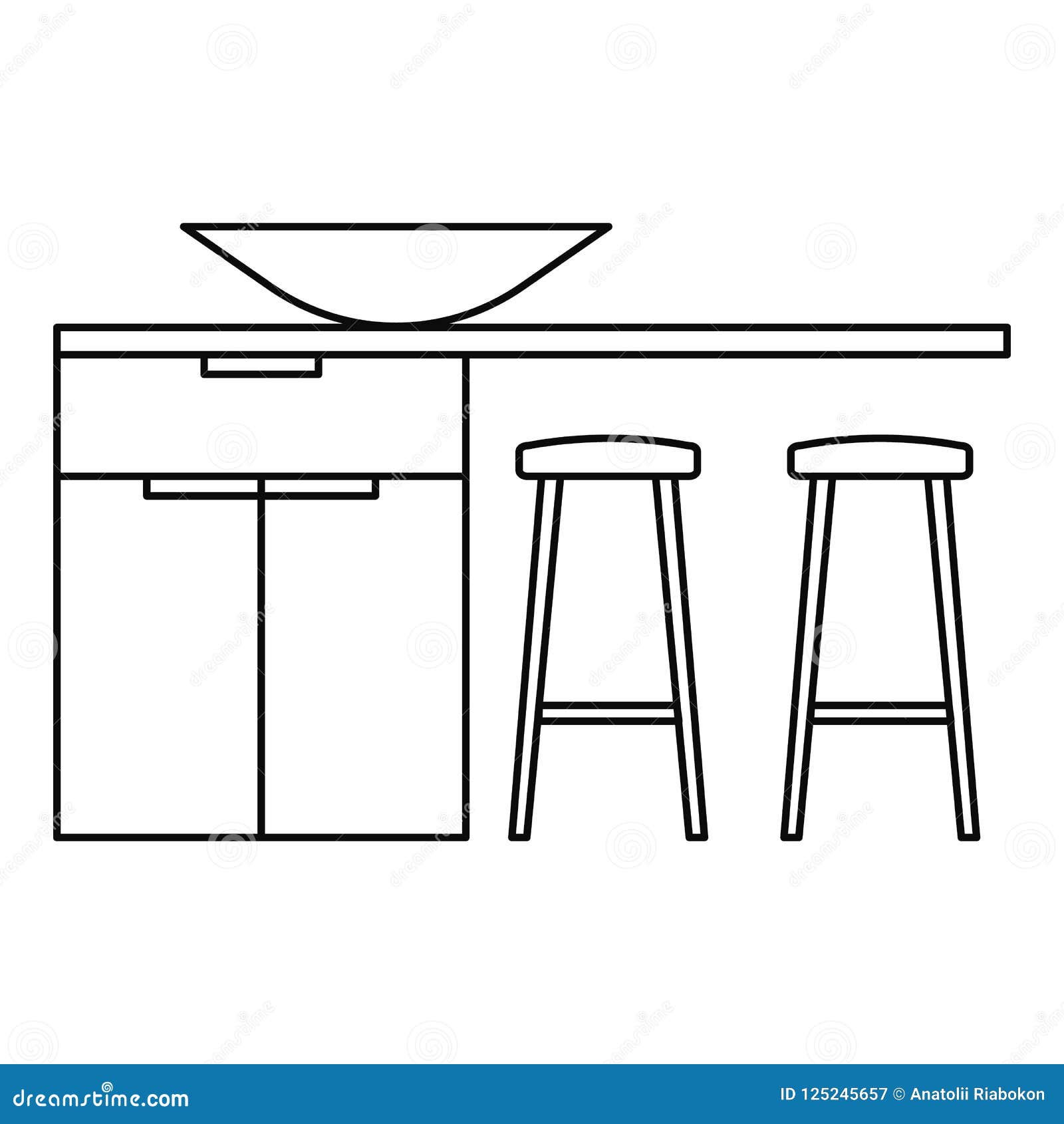 Modern Kitchen Table Icon, Outline Style Stock Vector - Illustration of ...